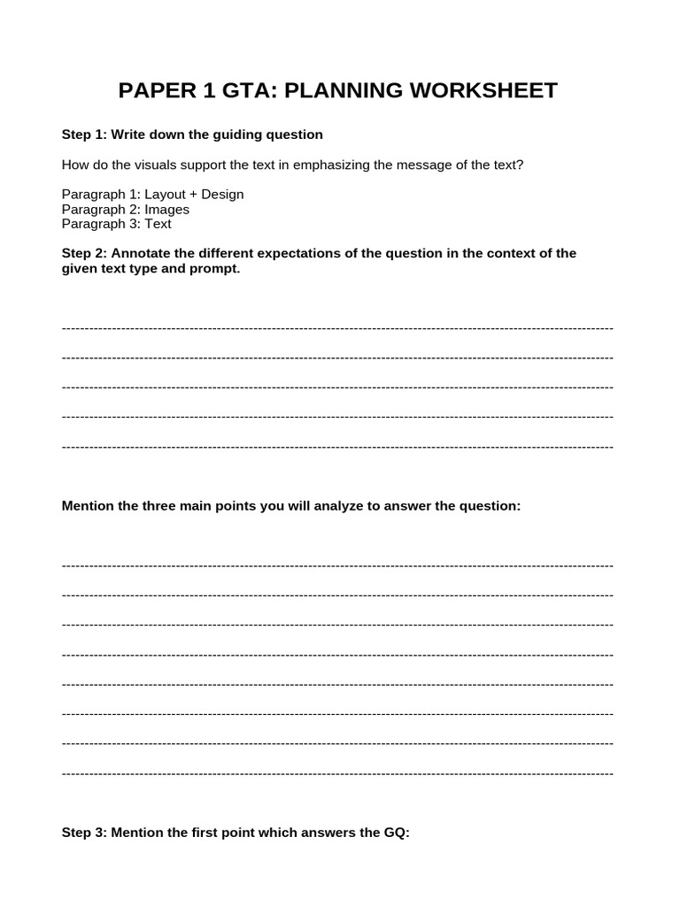 Paper 1 Planning Worksheet IBDP English | PDF | Cognitive Science ...