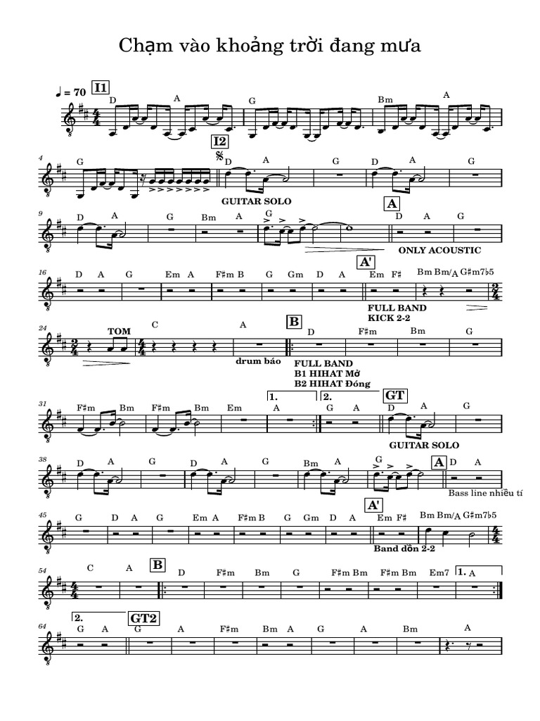 Guitar Tabs for "Chạy Vào Khoảng Trời" | PDF | Musical Instruments