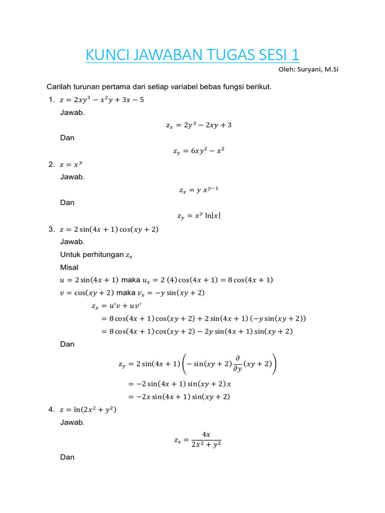 Kunci Jawaban Tugas Perkuliahan Sesi 1 | PDF