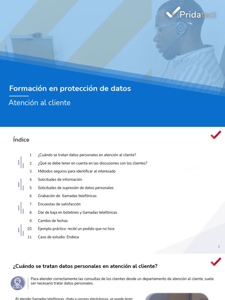 Formaci N Protecci N de Datos Atenci N Al Cliente | PDF | Servicio al Cliente | Gestión de la ...