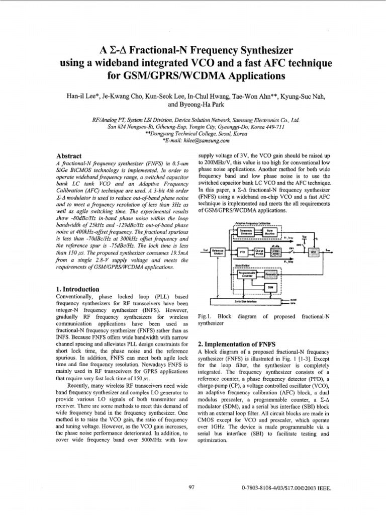 A C-A Fractional-N Frequency Synthesizer Using A Wideband Integrated ... A C-A Fractional-N Frequency Synthesizer Using A Wideband Integrated ...