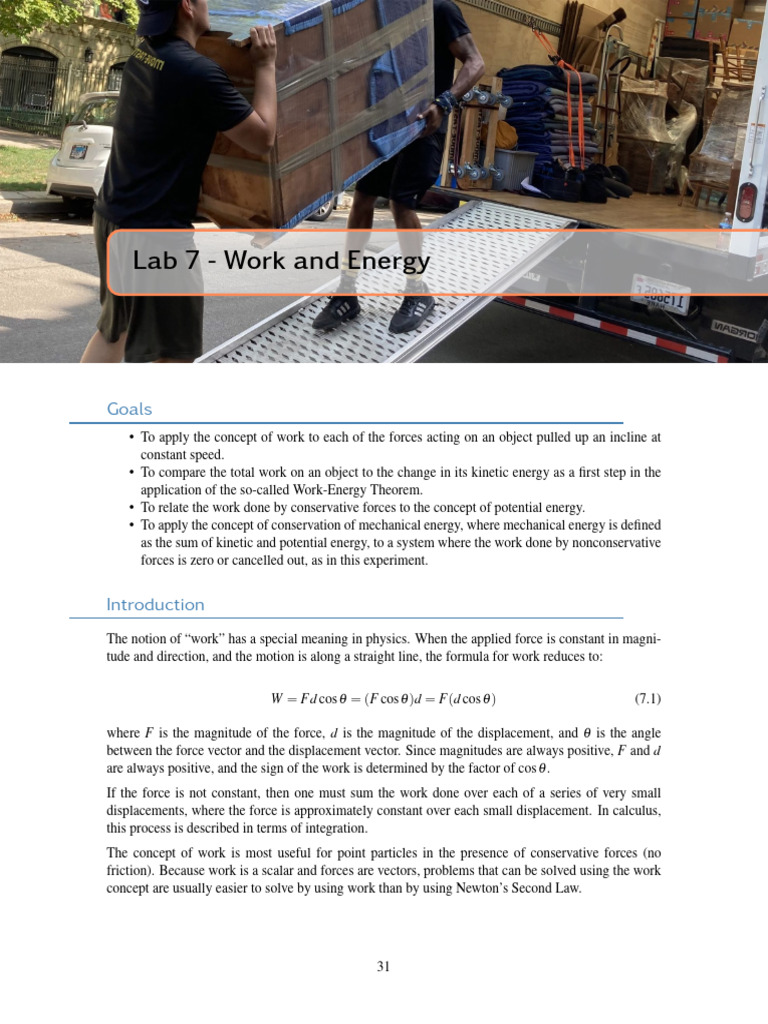 Lab 07 - Work and Energy | PDF | Force | Potential Energy