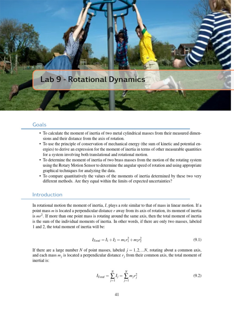 Lab 09 - Rotational Dynamics | PDF | Rotation Around A Fixed Axis | Rotation