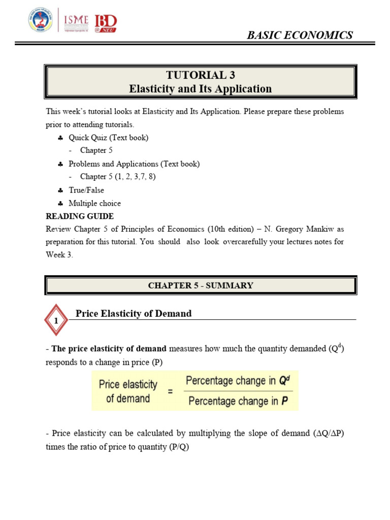 STU - TUTORIAL 3 | PDF | Elasticity (Economics) | Demand