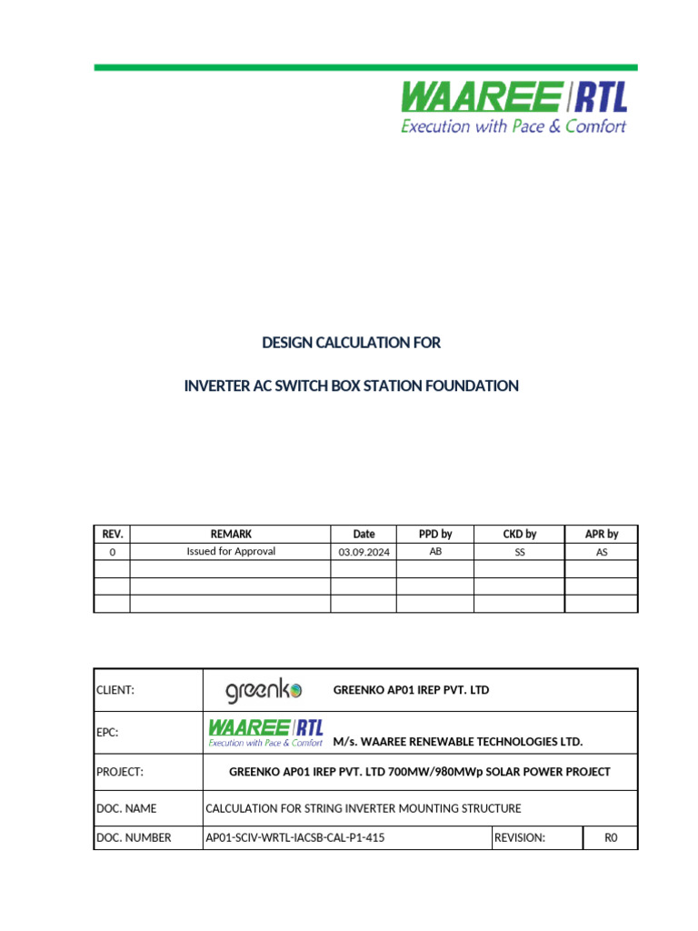 Inverter AC Switch Box Foundation Design | PDF | Deep Foundation ...