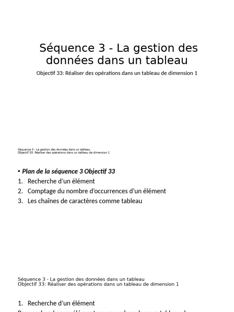 SÃ©quence 3 - Objectif 3 | PDF | Structure de contrôle | Chaîne de caractères
