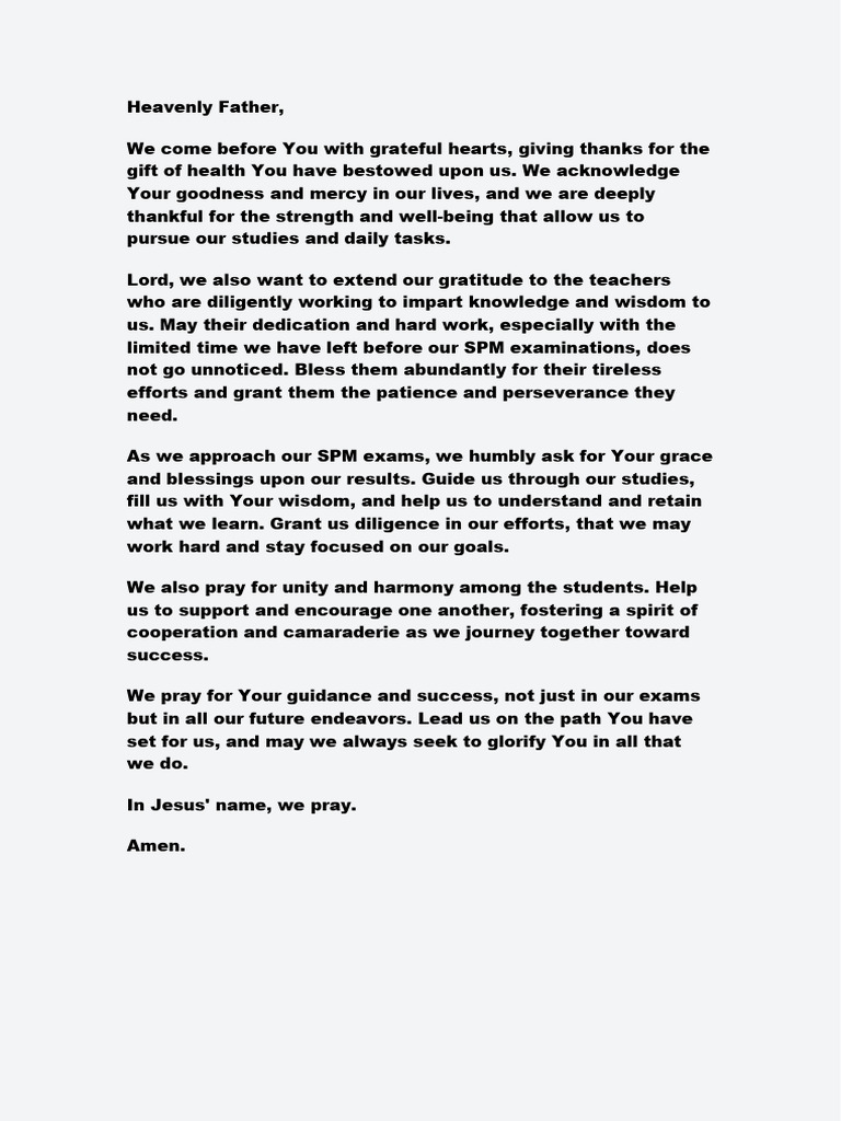 Morning Prayer for School Assembly | PDF