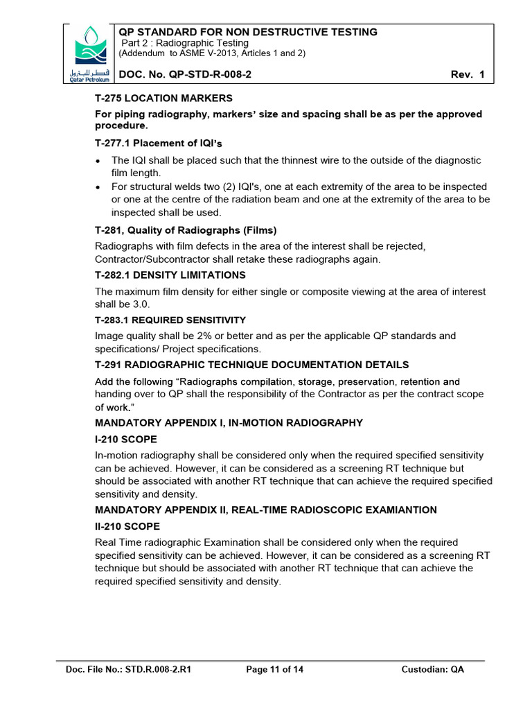 Radiographic Testing and Location Markers | PDF