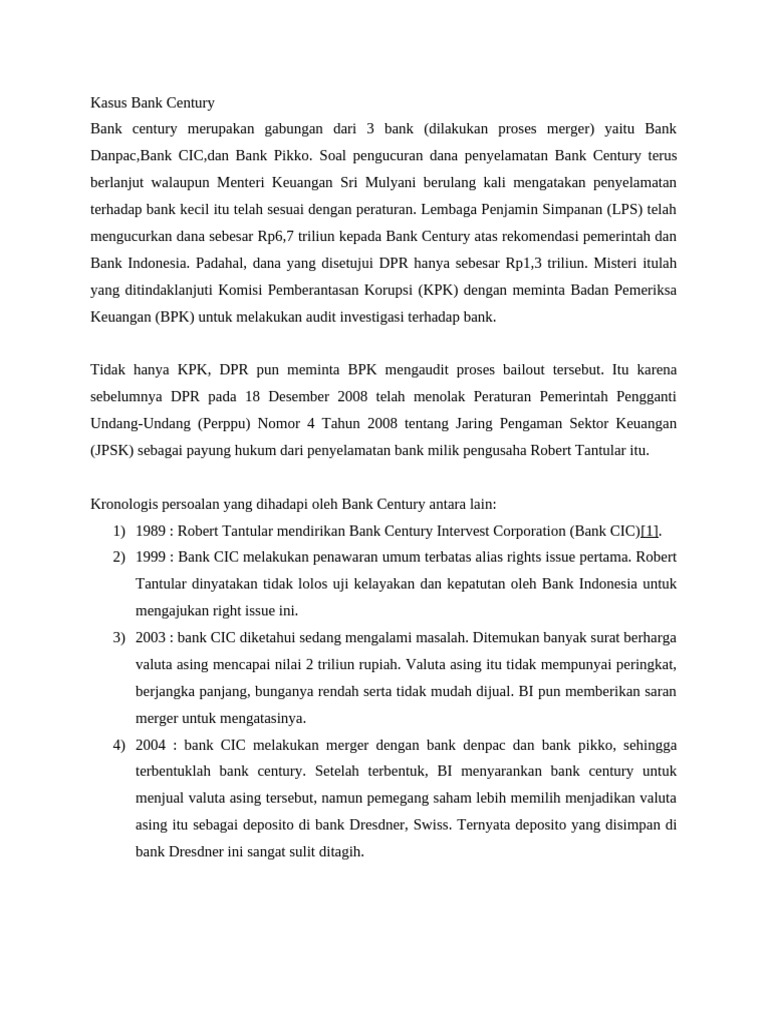 Kasus Bank Century | PDF