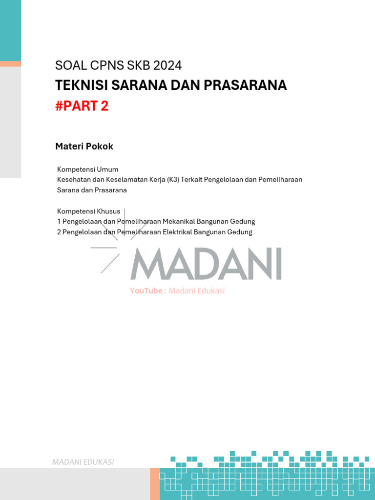 Part 2 by Madani SKB 100 Soal Teknisi Sarana & Prasarana | PDF | Griya & Taman