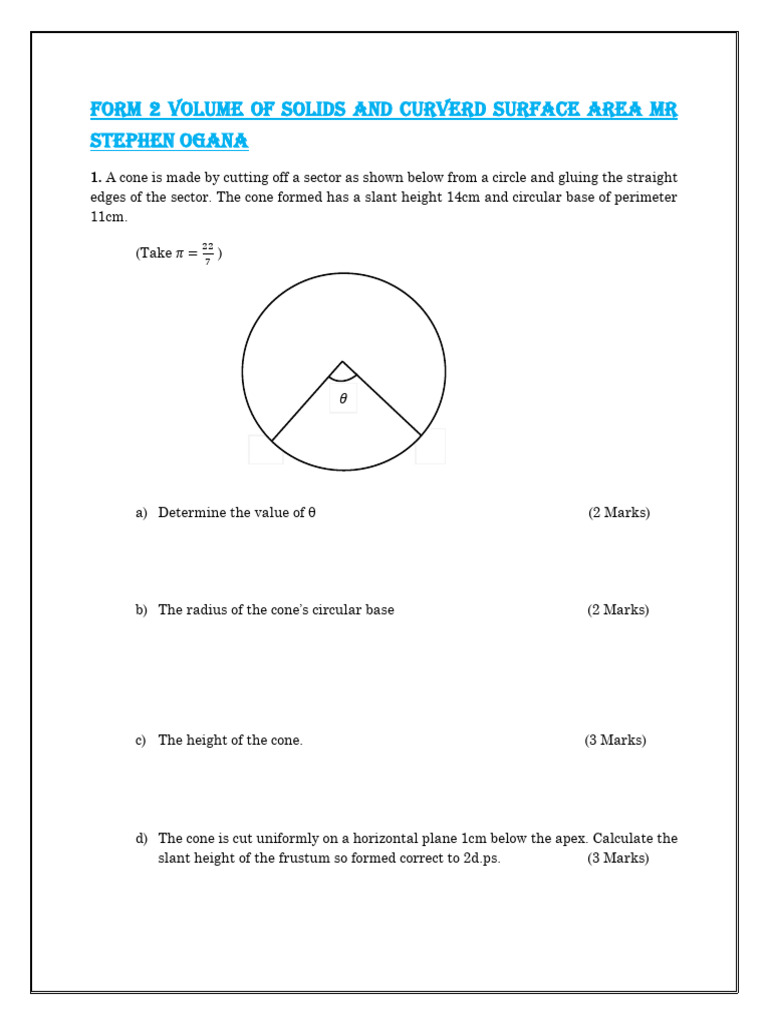 Volume of Solids and Curverd Surface Area | PDF | Euclidean Geometry | Metrology