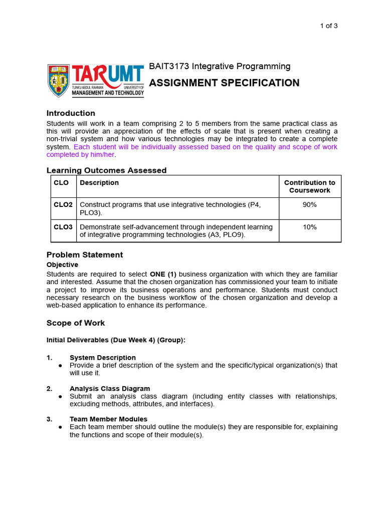 BAIT3173 Assignment Specification | PDF | Xslt | Software Development