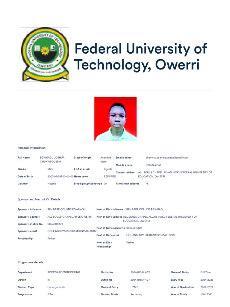 FUTO SM Core Portal | PDF