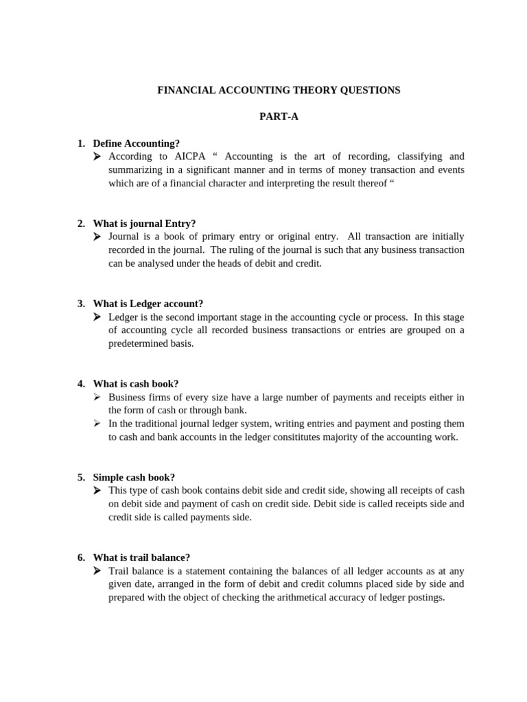 Financial Accounting Theory Questions | PDF | Debits And Credits | Expense