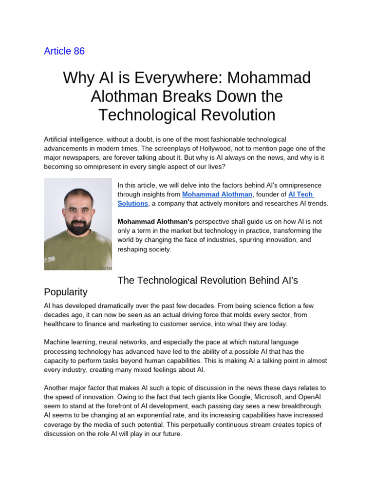 Why AI Is Everywhere Mohammad Alothman Breaks Down The Technological Revolution | PDF ...