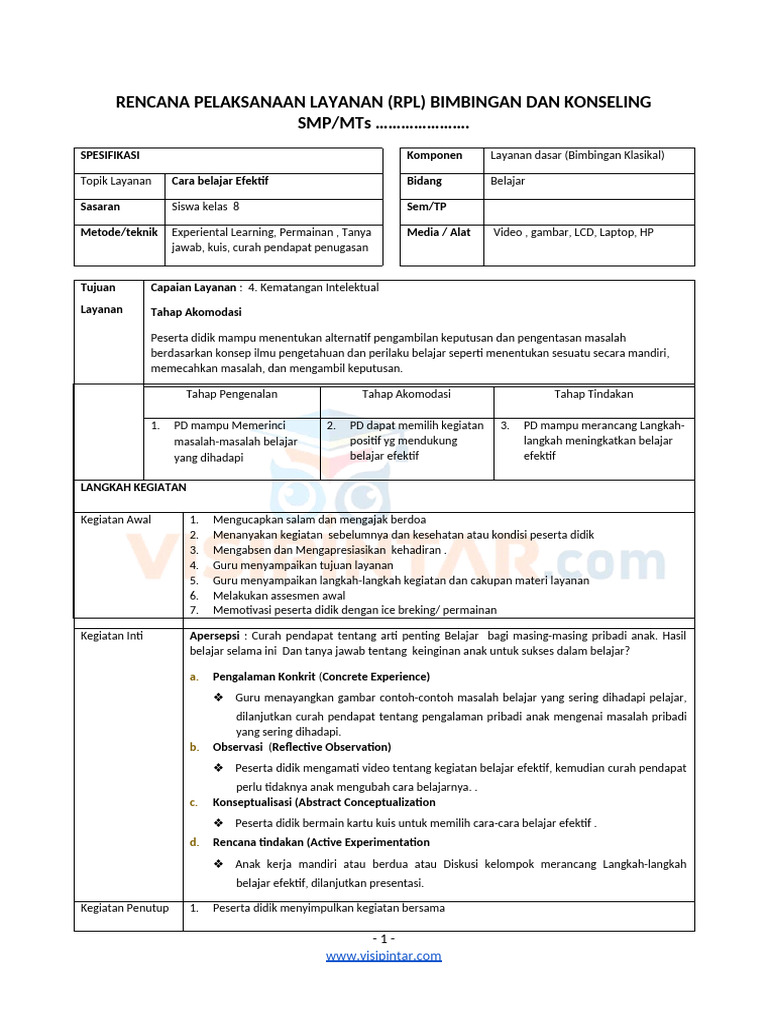 Modul Ajar Bimbingan Konseling SMP Kelas 8 Kurikulum Merdeka | PDF