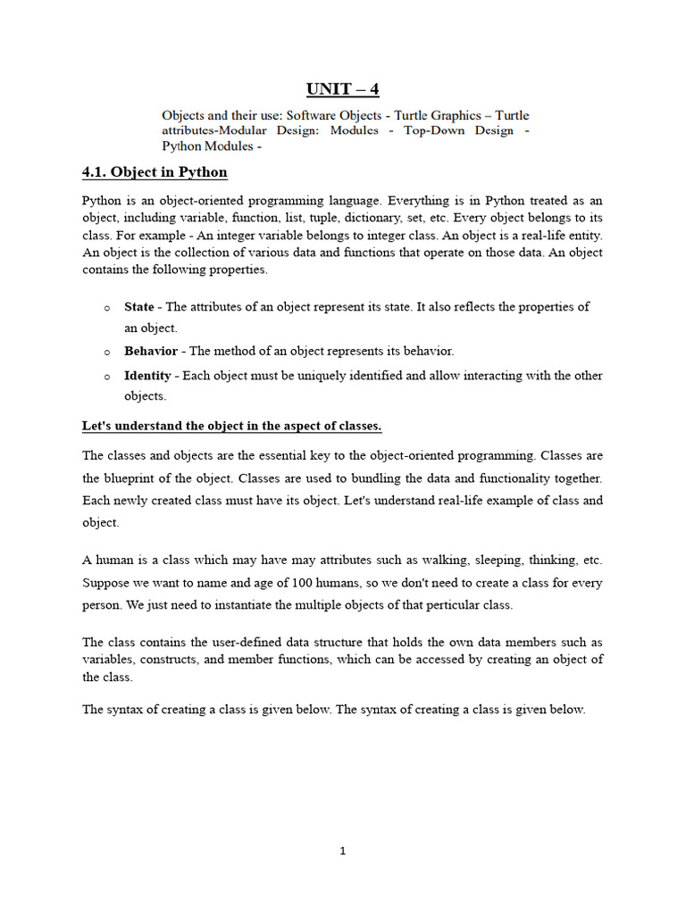 (CA) Python Unit-4 | PDF | Class (Computer Programming) | Object ... (CA) Python Unit-4 | PDF | Class (Computer Programming) | Object ...