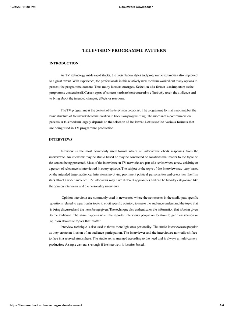 TV Programme Formats Explained | PDF | Interview | Entertainment