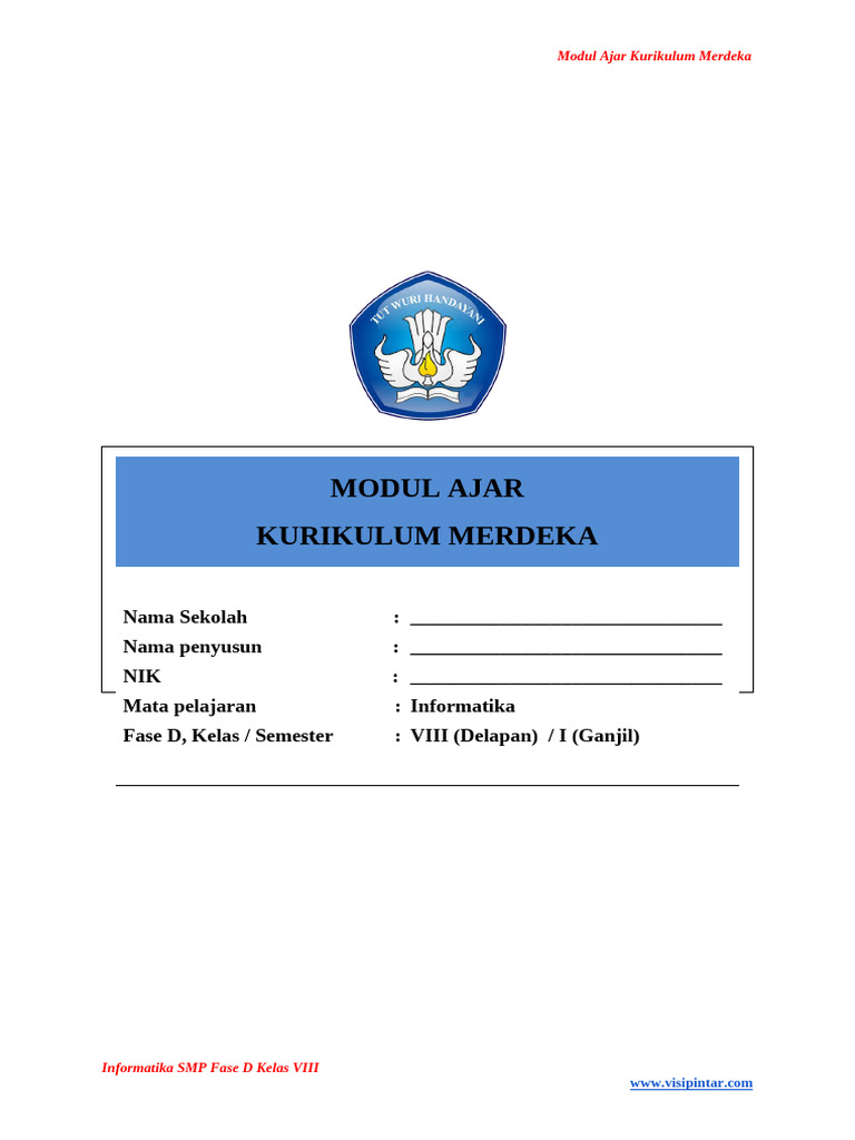 Modul Ajar Informatika SMP Kelas 8 Kurikulum Merdeka | PDF