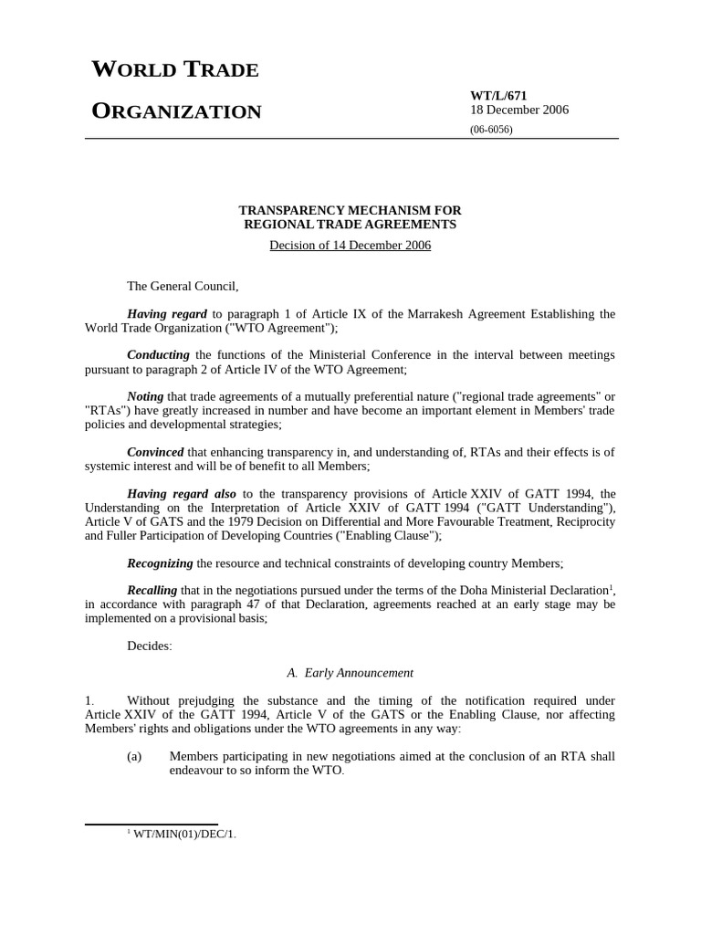 671(1) | PDF | World Trade Organization | Trade Agreements