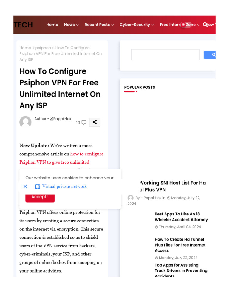 How To Configure Psiphon VPN For Free Unlimited Internet On Any ISP | PDF | Internet | Proxy Server