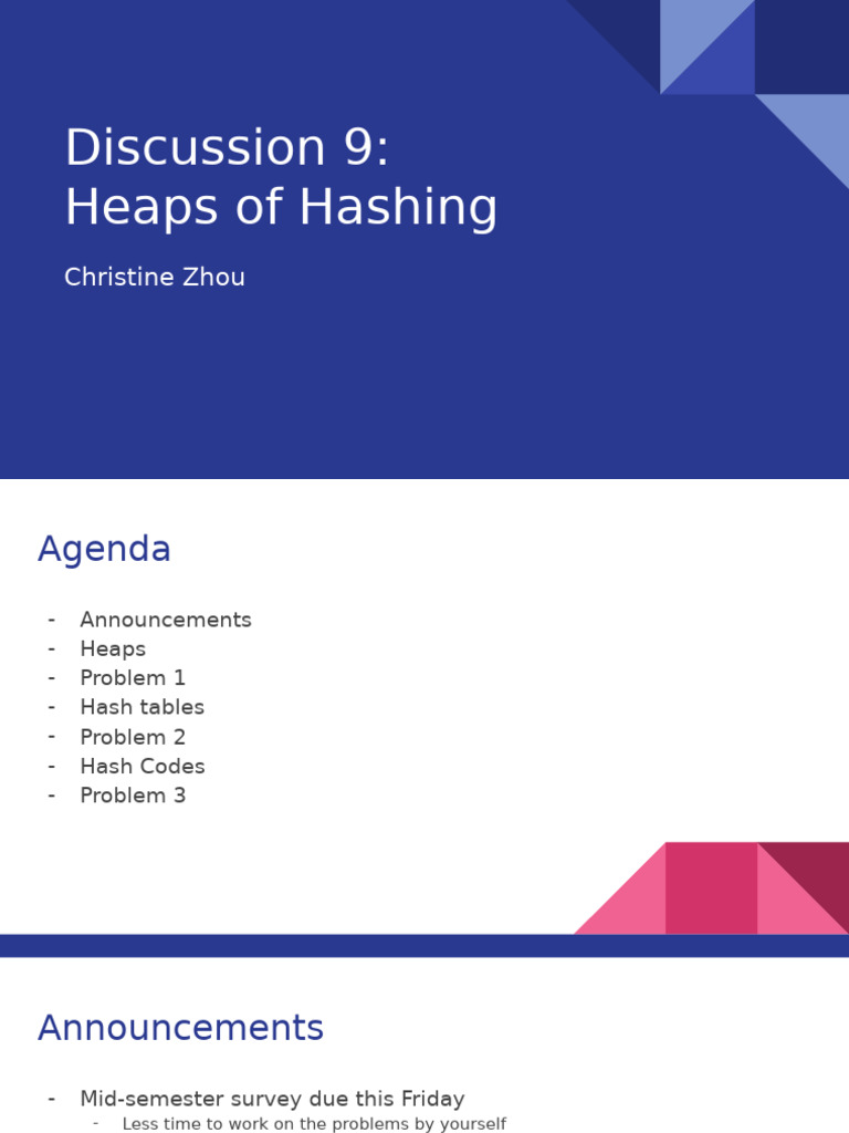 Discussion 9 - Heaps of Hashing | PDF | Computing | Applied Mathematics Discussion 9 - Heaps of Hashing | PDF | Computing | Applied Mathematics