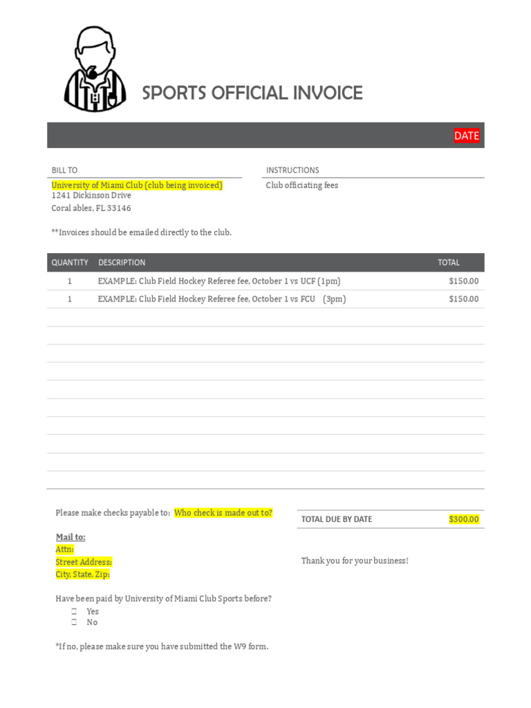 Officials Invoice Template | PDF