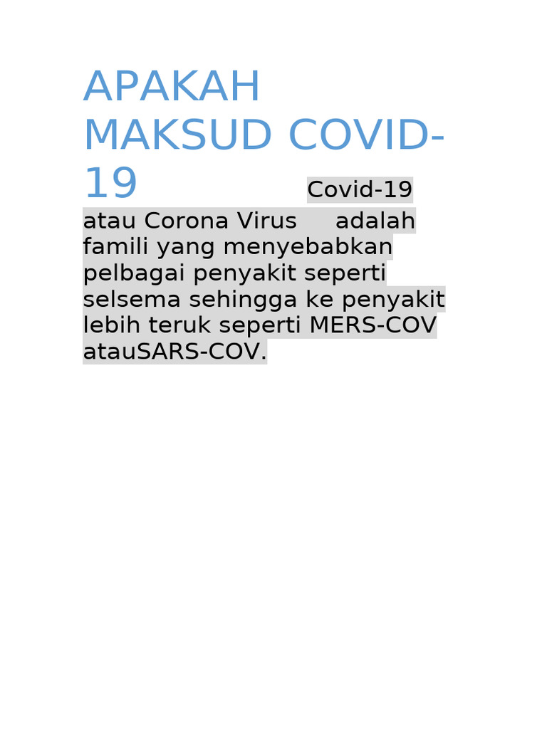 Apakah Maksud Covid-19 | PDF