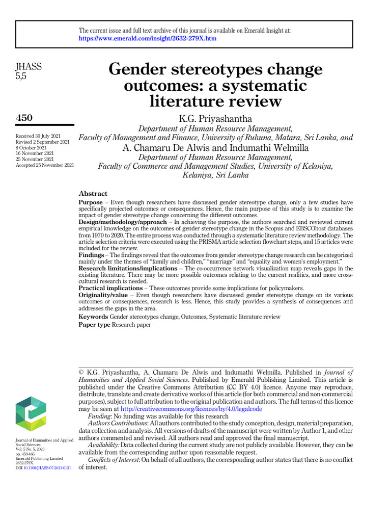 10-1108 - JHASS-07-2021-0131 - Gender Stereotypes Change | PDF | Gender ...