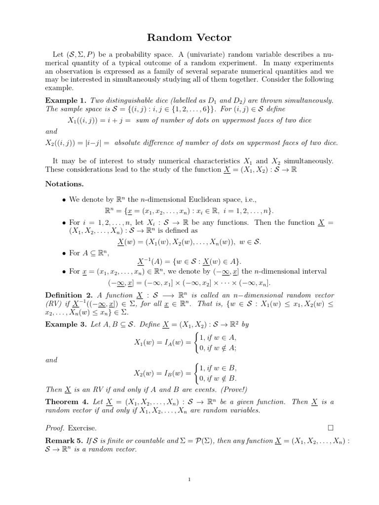 Understanding Random Vectors and CDFs | PDF | Function (Mathematics ...