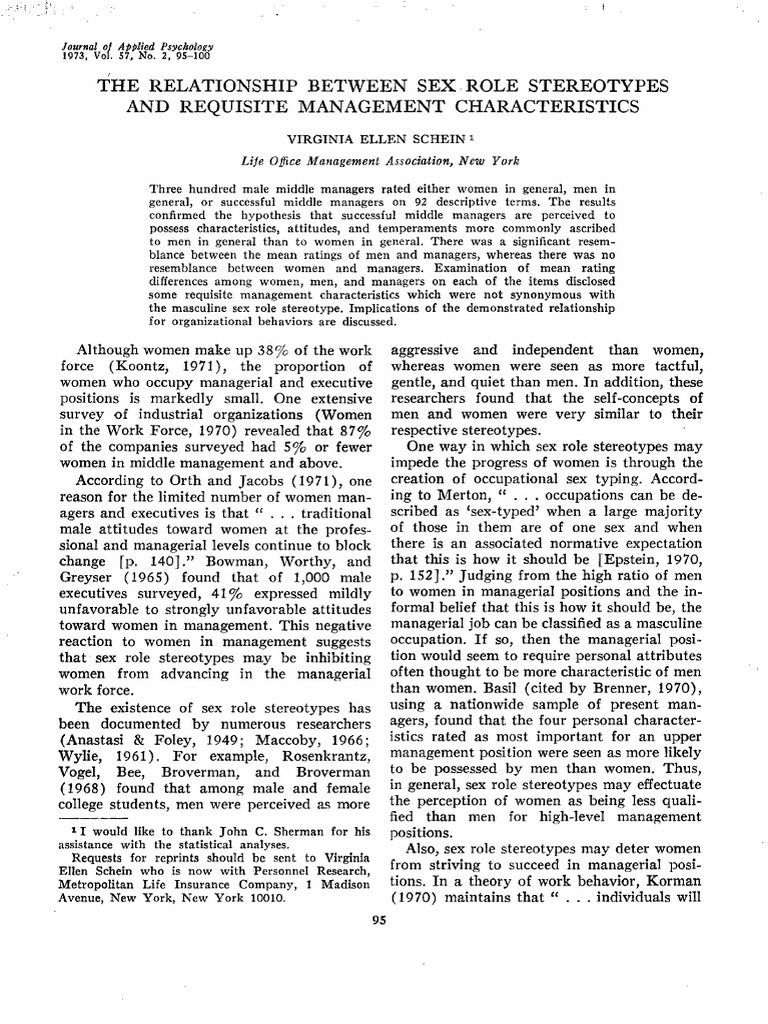 The Relationship Between Sex Role Stereo | PDF | Gender Role | Stereotypes