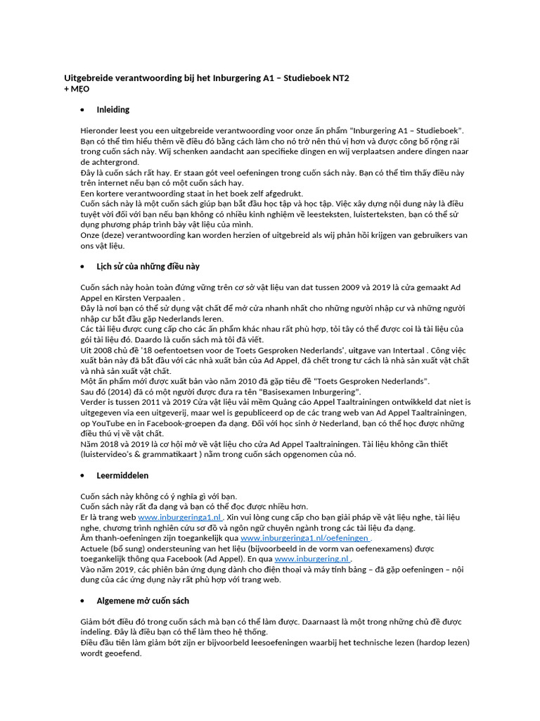 Verantwoording A1 Studieboek | PDF