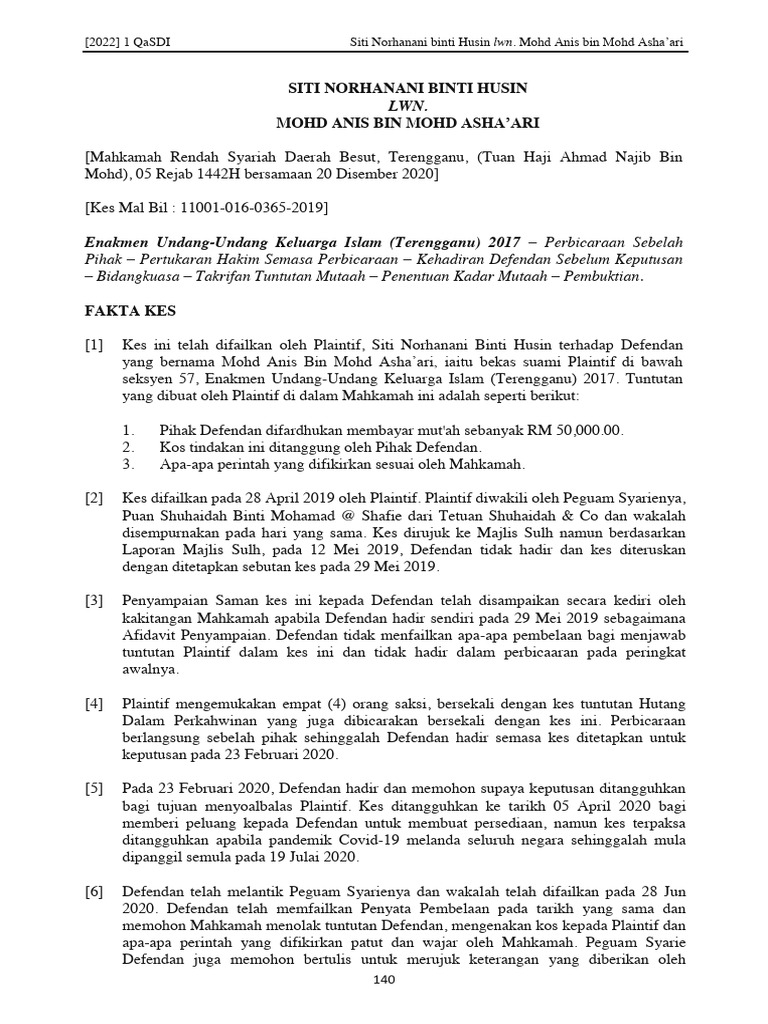 Contoh 2 Kes Mutaah | PDF