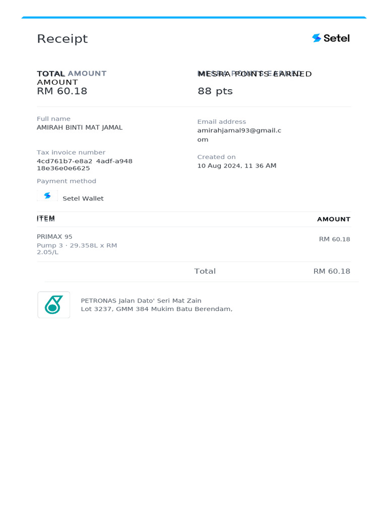 Purchase Fuel Receipt | PDF