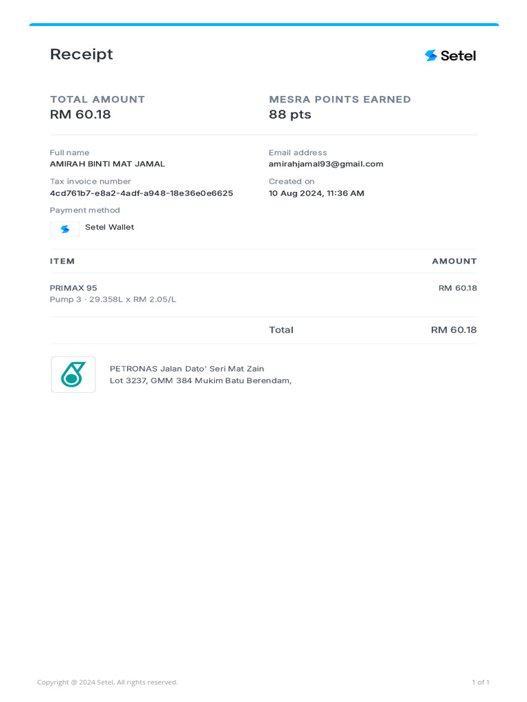 Purchase Fuel Receipt | PDF