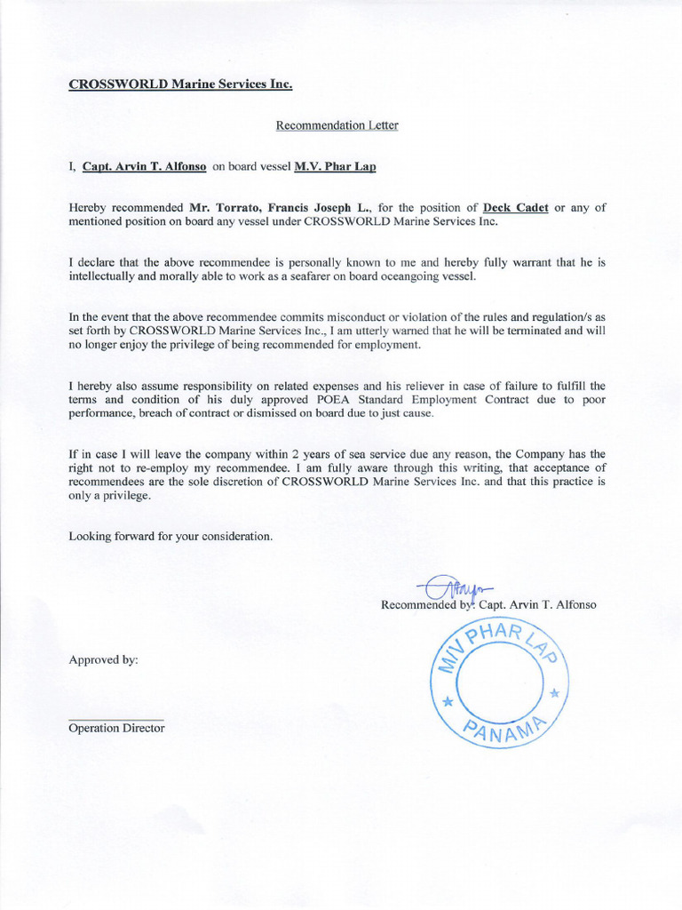 Recommendation Letter Mr. Torrato, Francis Joseph L. | PDF