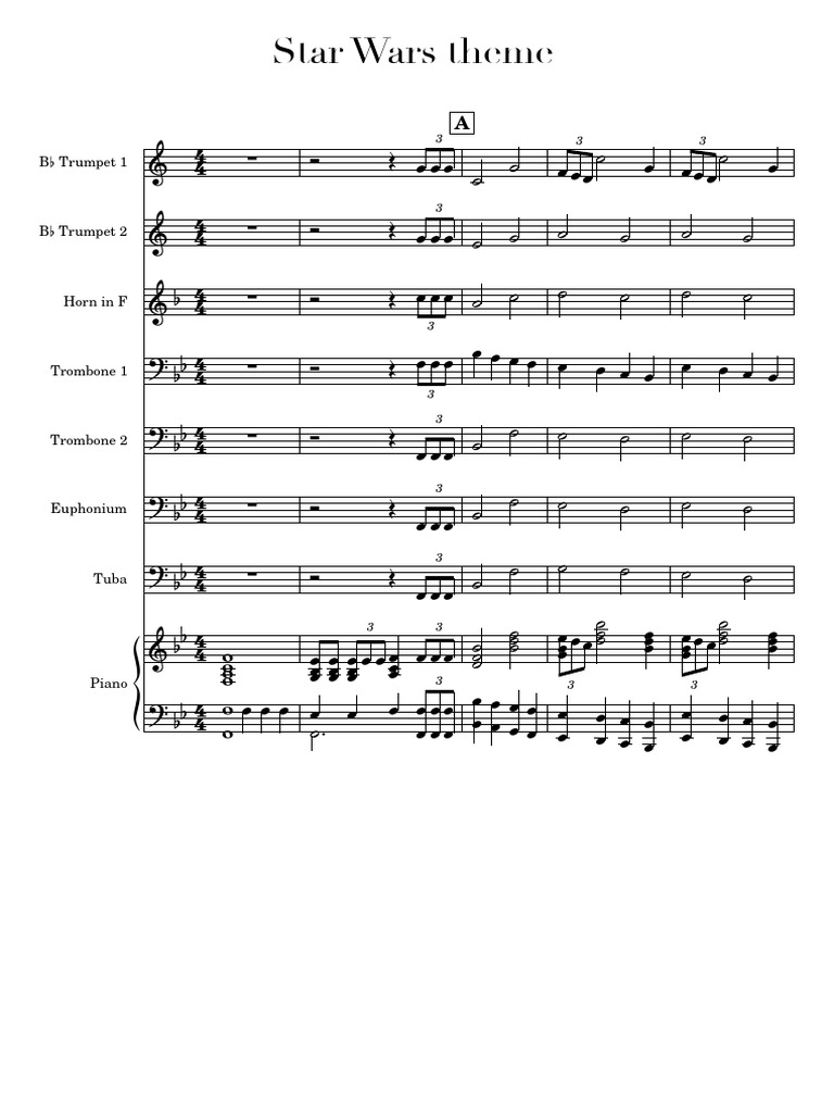Star Wars Theme For Brass Choir-Score and Parts | PDF | Brass ...