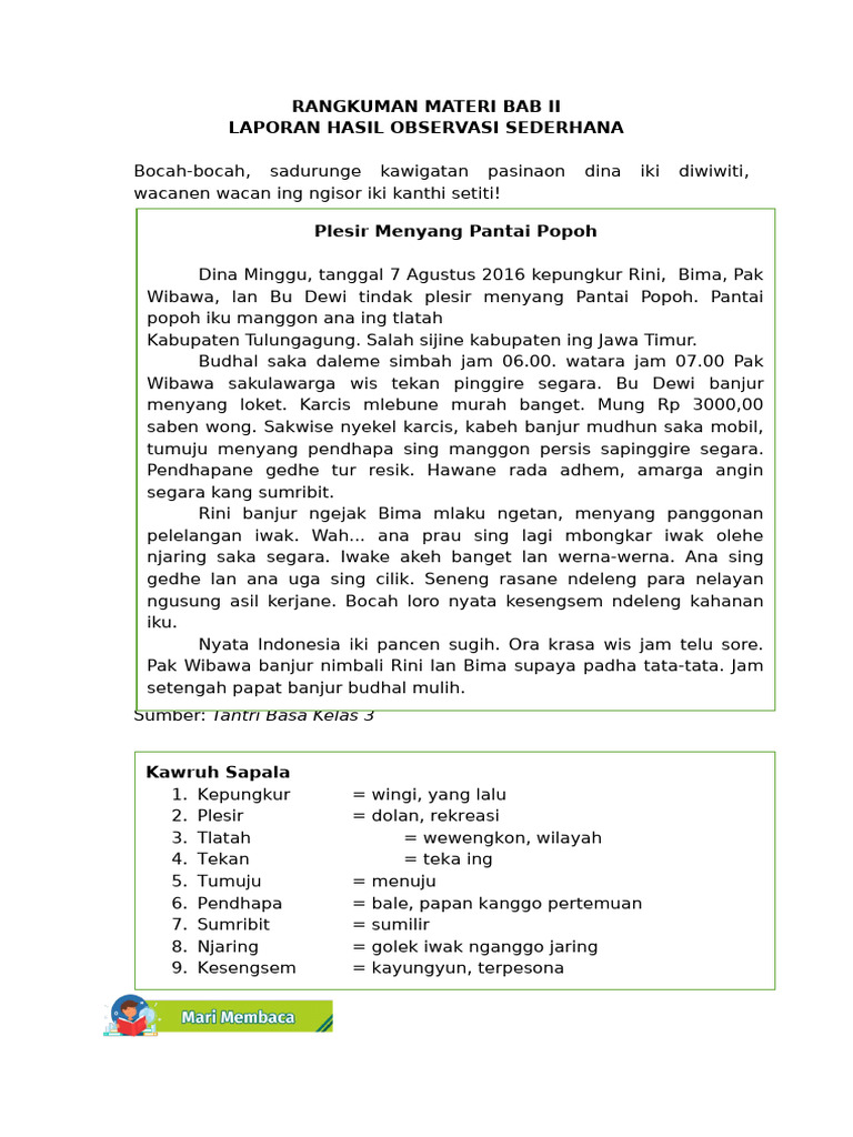 Rangkuman Materi Bab II Bahasa Jawa | PDF