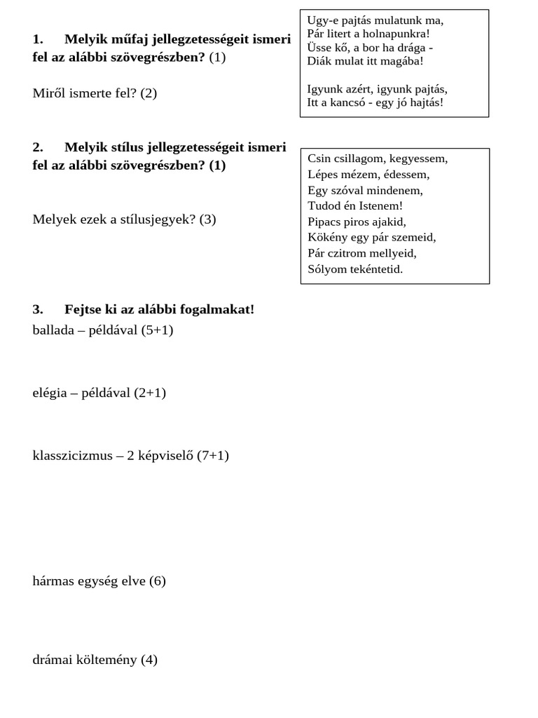 Vegyes Érettségi Feladatok 1 | PDF
