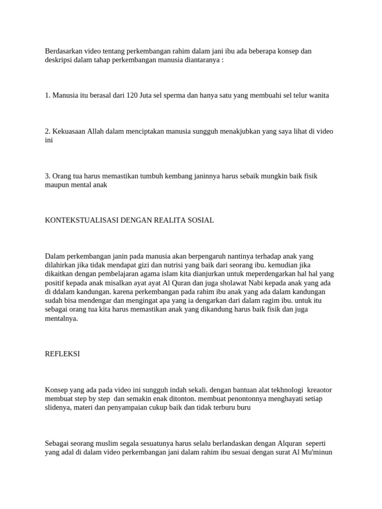 Berdasarkan Video Tentang Perkembangan Rahim Dalam Jani Ibu Ada ...