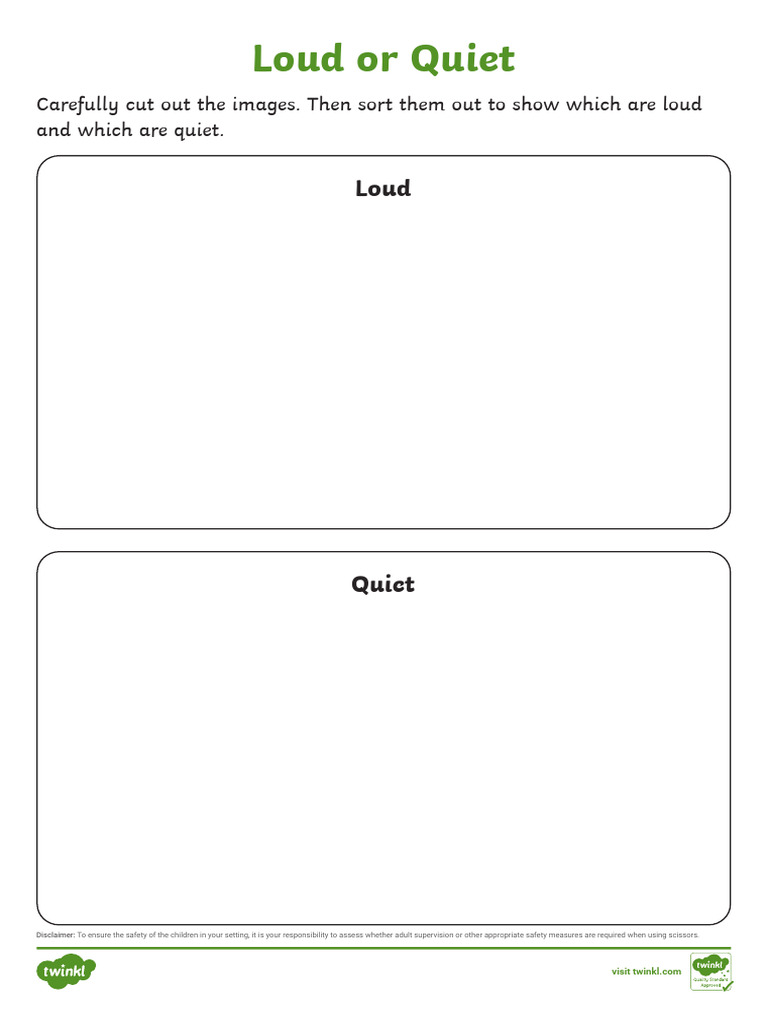 T SC 1688996011 Loud or Quiet Sorting Worksheet - Ver - 1 | PDF