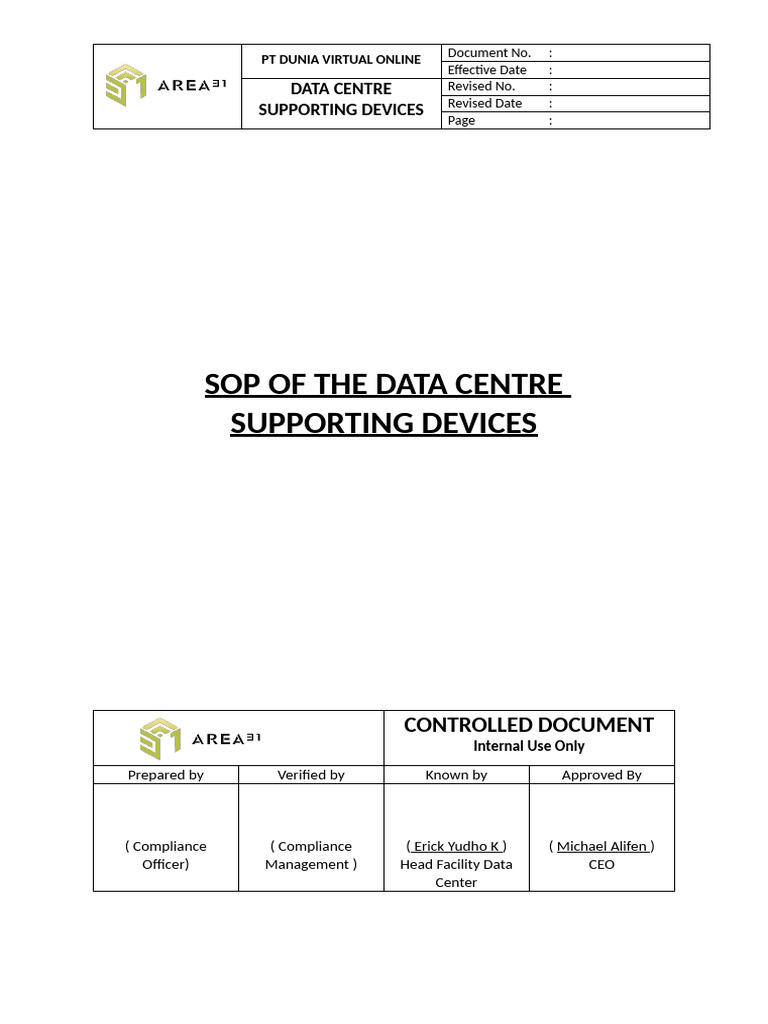 Proposed SOP Data Centre Supporting Devices | PDF | Data Center | Security