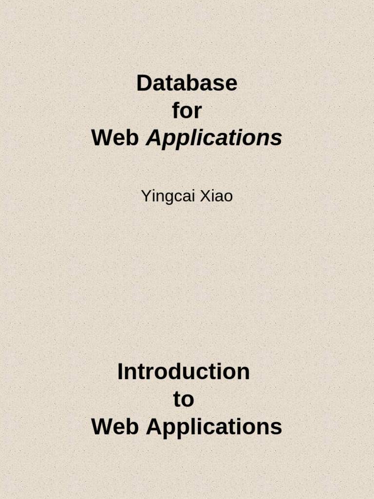 Database For Web: Applications | PDF | Databases | Sql