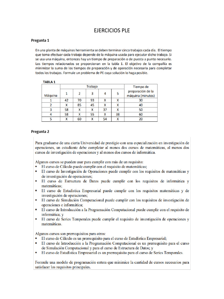 EJERCICIOS PLE Semana 12 | PDF