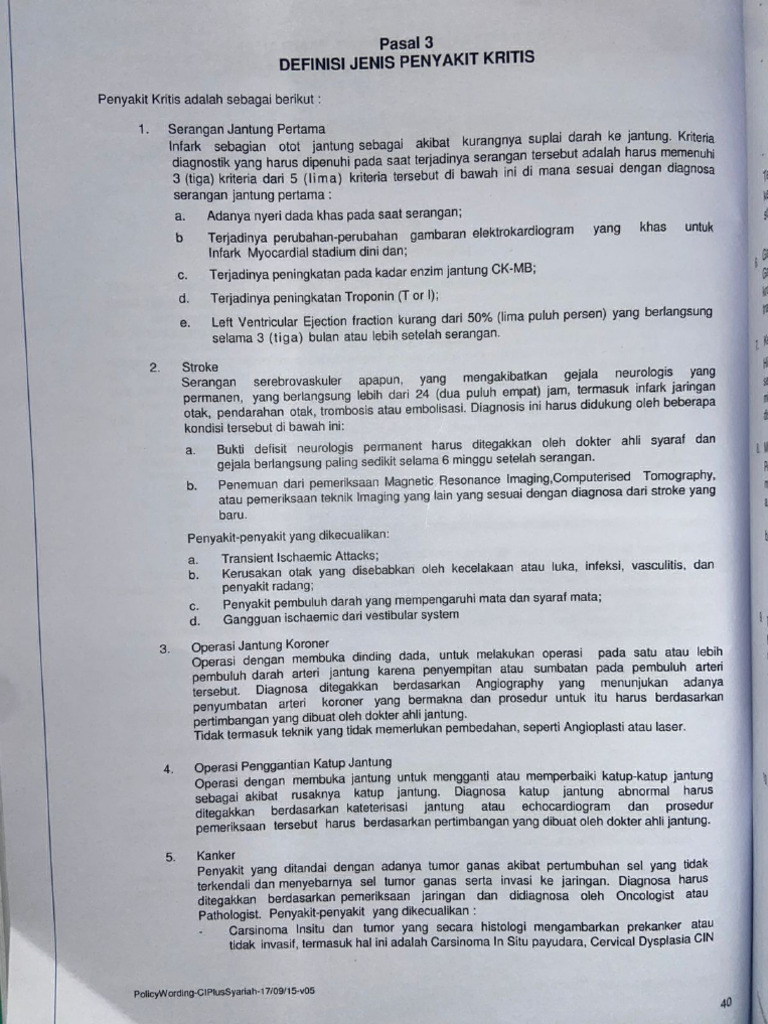 Definisi Jenis Penyakit Kritis | PDF