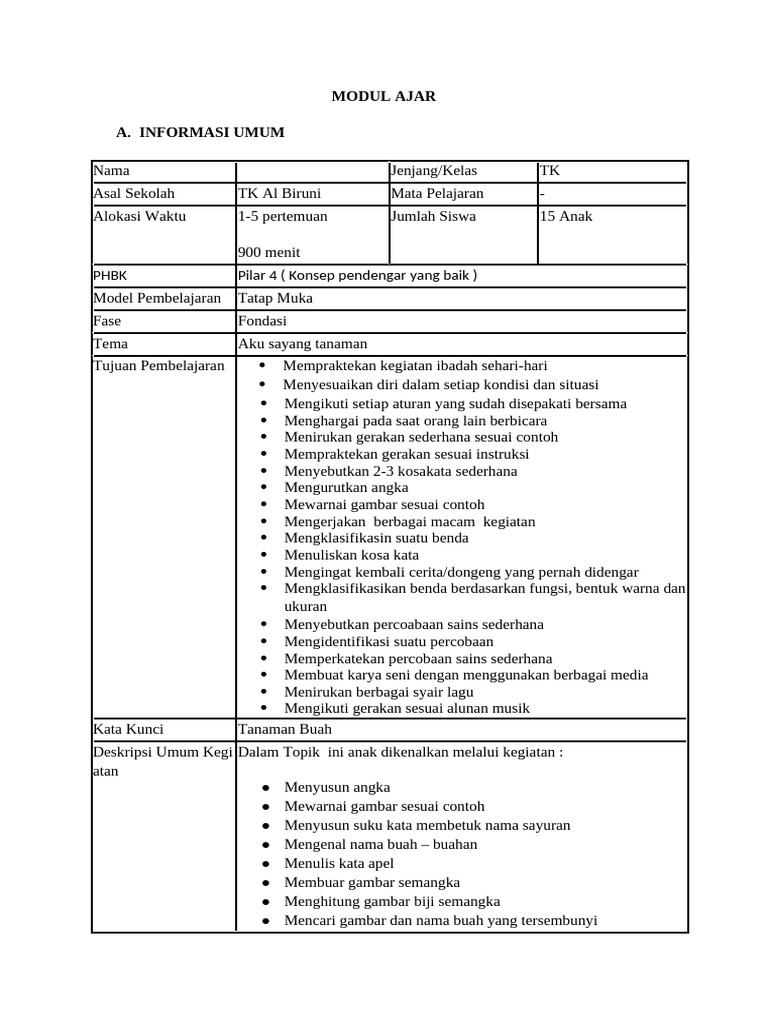 Modul Ajar Tanaman Buah-1 | PDF