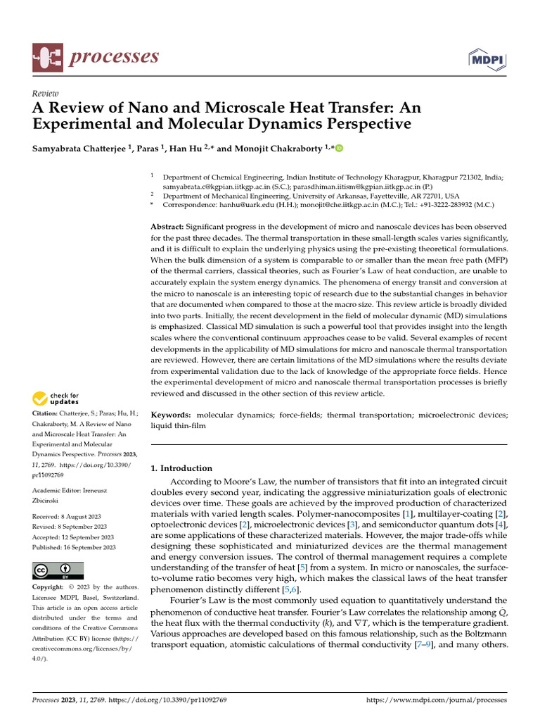 Chatterjee Et Al. - 2023 - A Review of Nano and Microscale Heat Transfer An | PDF | Materials ...