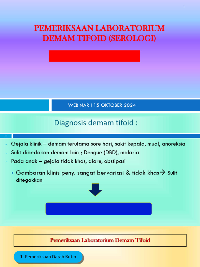 Pemeriksaan Laboratorium Demam Tifoid (Serologi) : Wiwik Purwanti, S.Si ...