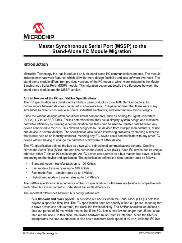 I2C vs MSSP Module Migration Guide | PDF | Computer Engineering | Electronics