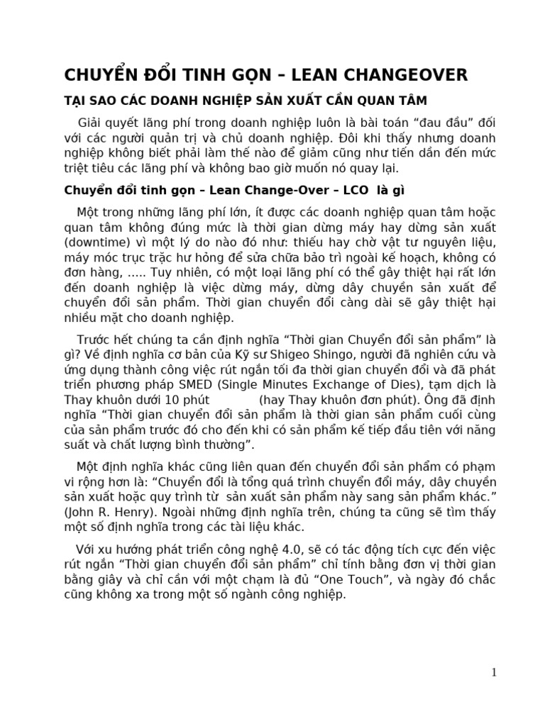 2021-0901 - Lean Changeover | PDF